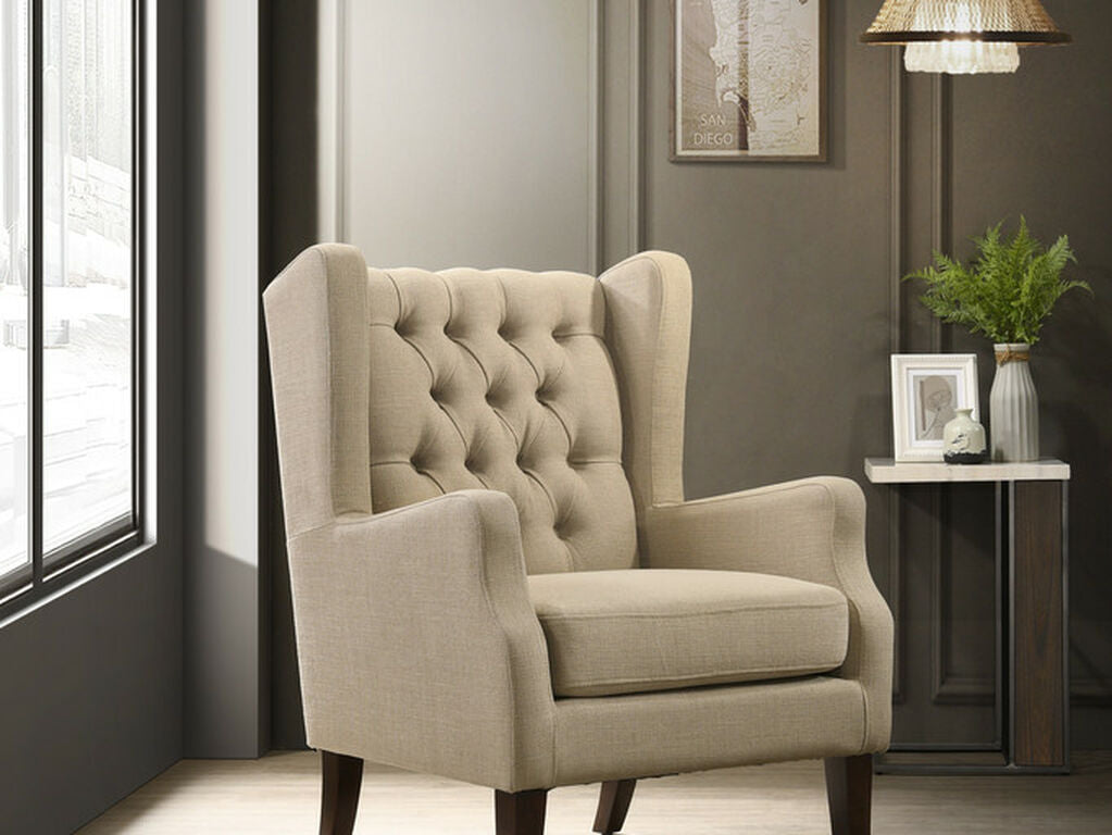 Irwin Linen Button Tufted Wingback Chair
